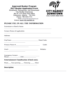2017 Busker Application Doc Template | pdfFiller