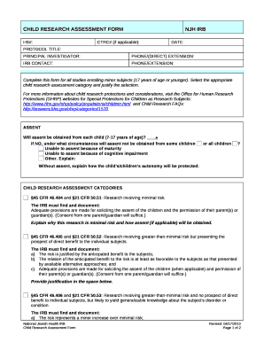 CHILD RESEARCH ASSESSMENT Doc Template | pdfFiller