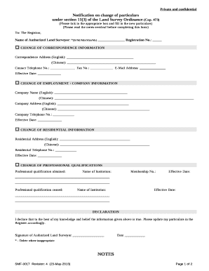 Notification on change of particulars Doc Template | pdfFiller