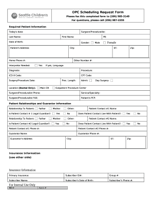 OPC Scheduling Request Doc Template | pdfFiller
