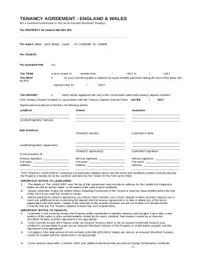 TENANCY AGREEMENT - ENGLAND & WALES Doc Template | pdfFiller