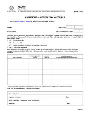 VARIATIONS MODERATION MATERIALS Doc Template | pdfFiller