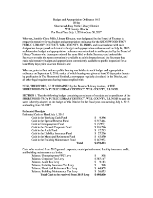 Fillable Online Budget and Appropriation Ordinance 16-2 Fax Email Print ...
