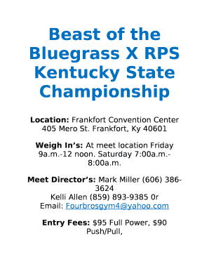 Beast of the Bluegrass X RPS Kentucky State Championship Doc Template | pdfFiller