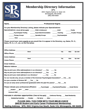 Membership Directory Ination Doc Template | pdfFiller