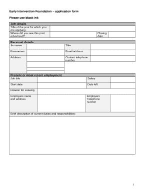 Early Intervention Foundation application Doc Template | pdfFiller