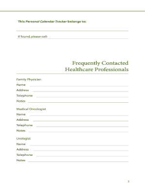 Fillable Online Personal Calendar Tracker Fax Email Print - pdfFiller