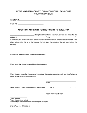 Fillable Online ADOPTION AFFIDAVIT FOR NOTICE BY PUBLICATION Fax Email ...