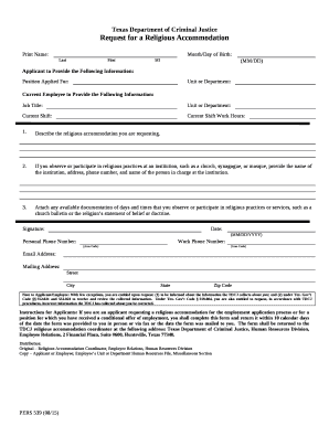 Request for a Religious Accommodation Doc Template | pdfFiller