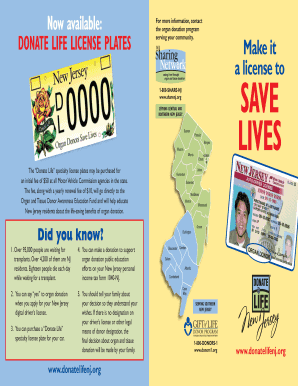 Fillable Online DONATE LIFE LICENSE PLATES Fax Email Print - pdfFiller