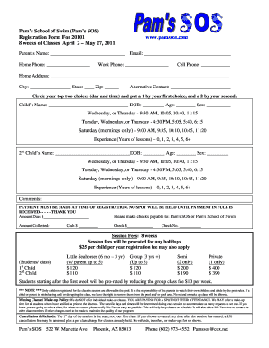 Fillable Online Pams School of Swim (Pams SOS) Fax Email Print - pdfFiller