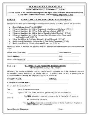 ACKNOWLEDGEMENT AND CONSENT S Doc Template | pdfFiller