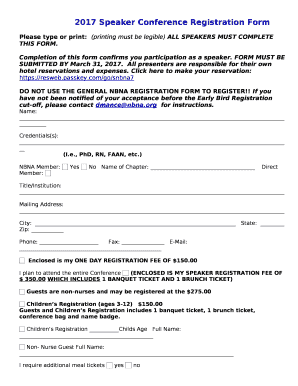 2017 Speaker Conference Registration Doc Template | pdfFiller
