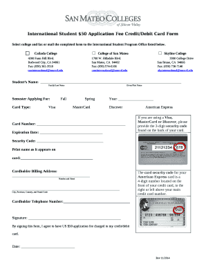 International Student $50 Application Fee Credit/Debit Card Doc ...