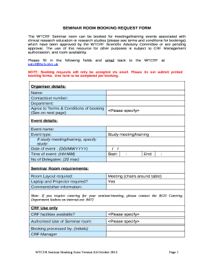 SEMINAR ROOM BOOKING REQUEST Doc Template | pdfFiller