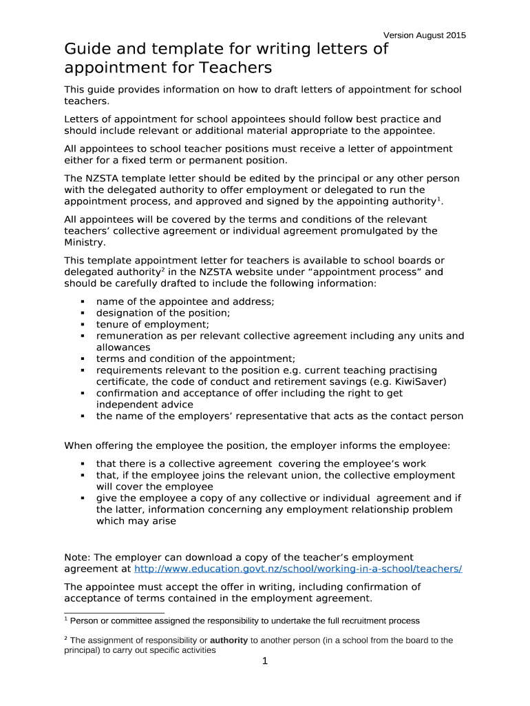Guide and template for writing letters of appointment for Teachers Doc ...
