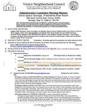 Neighborhood Committee Venice Neighborhood Council Doc Template | pdfFiller