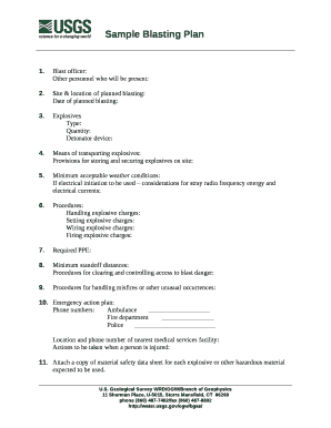 Sample Blasting Plan - water usgs Doc Template | pdfFiller