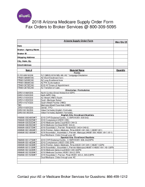 Fillable Online 2018 Arizona Medicare Supply Order Form Fax Email Print ...