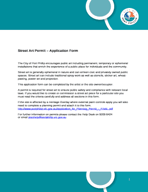 Street Art Permit Application Doc Template | pdfFiller