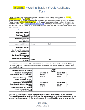 ISLAND Weatherization Week Application Doc Template | pdfFiller