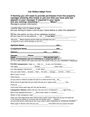 Cat /Kitten Adopt Doc Template | pdfFiller