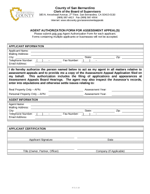 AGENT AUTHORIZATION FOR ASSESSMENT APPEAL(S) - cms sbcounty Doc ...