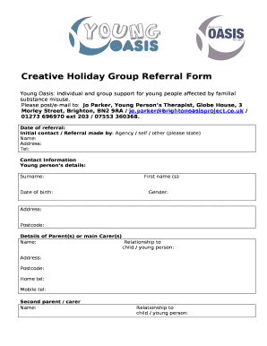 Creative Holiday Group Referral Doc Template | pdfFiller