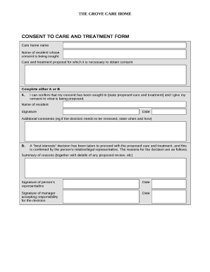 CONSENT TO CARE AND TREATMENT Doc Template | pdfFiller