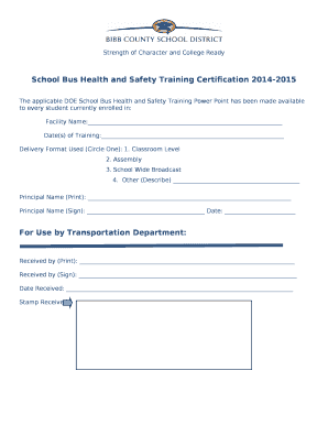 School Bus Health and Safety Training Certification 2014-2015 Doc ...