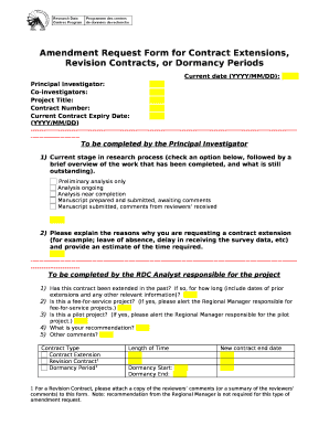 Amendment Request for Contract Extensions, Revision Contracts, or Dormancy Periods Doc Template ...