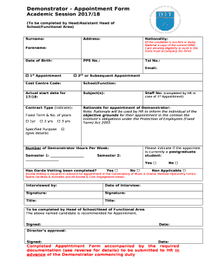 Demonstrator Appointment Doc Template | pdfFiller