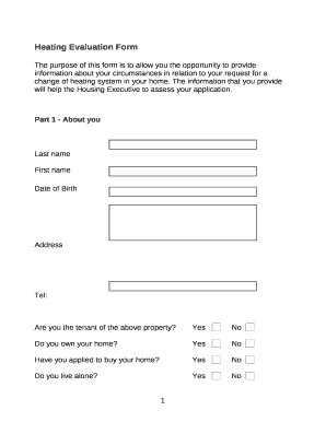 Heating Evaluation - touch nihe gov Doc Template | pdfFiller