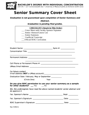 Senior Summary Cover Sheet Doc Template | pdfFiller