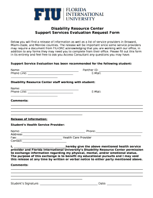 Support Services Evaluation Request Doc Template | pdfFiller
