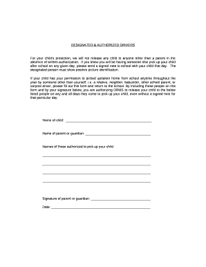 DESIGNATED & AUTHORIZED DRIVERS Doc Template | pdfFiller