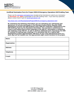 Unofficial Nomination for Project 2009-03 Emergency Operations SAR ...