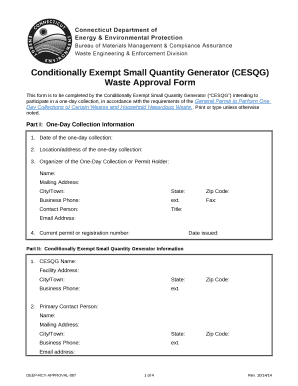Conditionally Exempt Small Quantity Generator (CESQG) Waste Approval ...