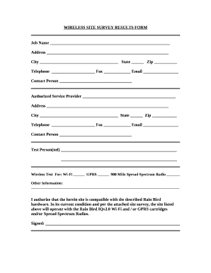 WIRELESS SITE SURVEY RESULTS Doc Template | pdfFiller