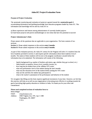 Asha-DC Project Evaluation Doc Template | pdfFiller