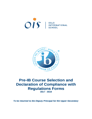 Pre-IB Course Selection and Declaration of Compliance with Regulations ...