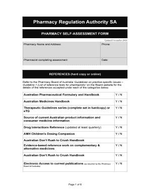 Fillable Online PHARMACY SELF-ASSESSMENT FORM Fax Email Print - pdfFiller