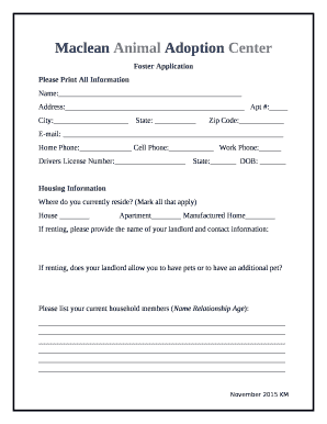 Animal Foster Application Form Templates - Page 2 | pdfFiller