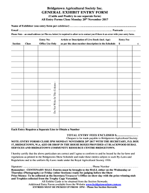 Fillable Online GENERAL EXHIBIT ENTRY FORM Fax Email Print - pdfFiller
