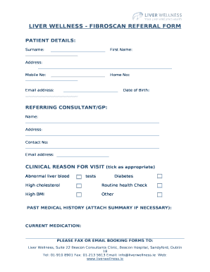 LIVER WELLNESS - FIBROSCAN REFERRAL Doc Template | pdfFiller