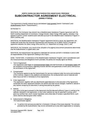 Subcontractor Agreement electrical Doc Template | pdfFiller