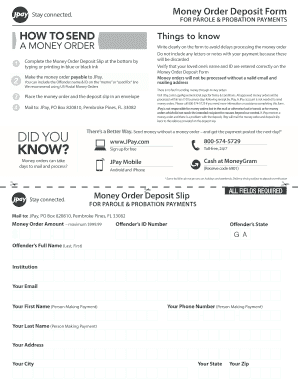 Fillable Online Money Order Deposit Slip - JPay Fax Email Print - pdfFiller