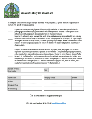 Release of Liability and Waiver Doc Template | pdfFiller