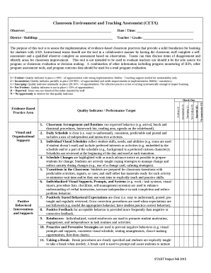 Classroom Environment and Teaching Assessment (CETA) Doc Template ...