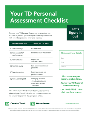 Fillable Online Your TD Personal Fax Email Print - pdfFiller